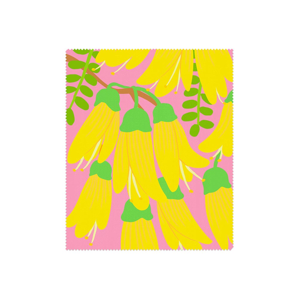 Bright Botanical Kowhai Lens Cloth – Design Withdrawals