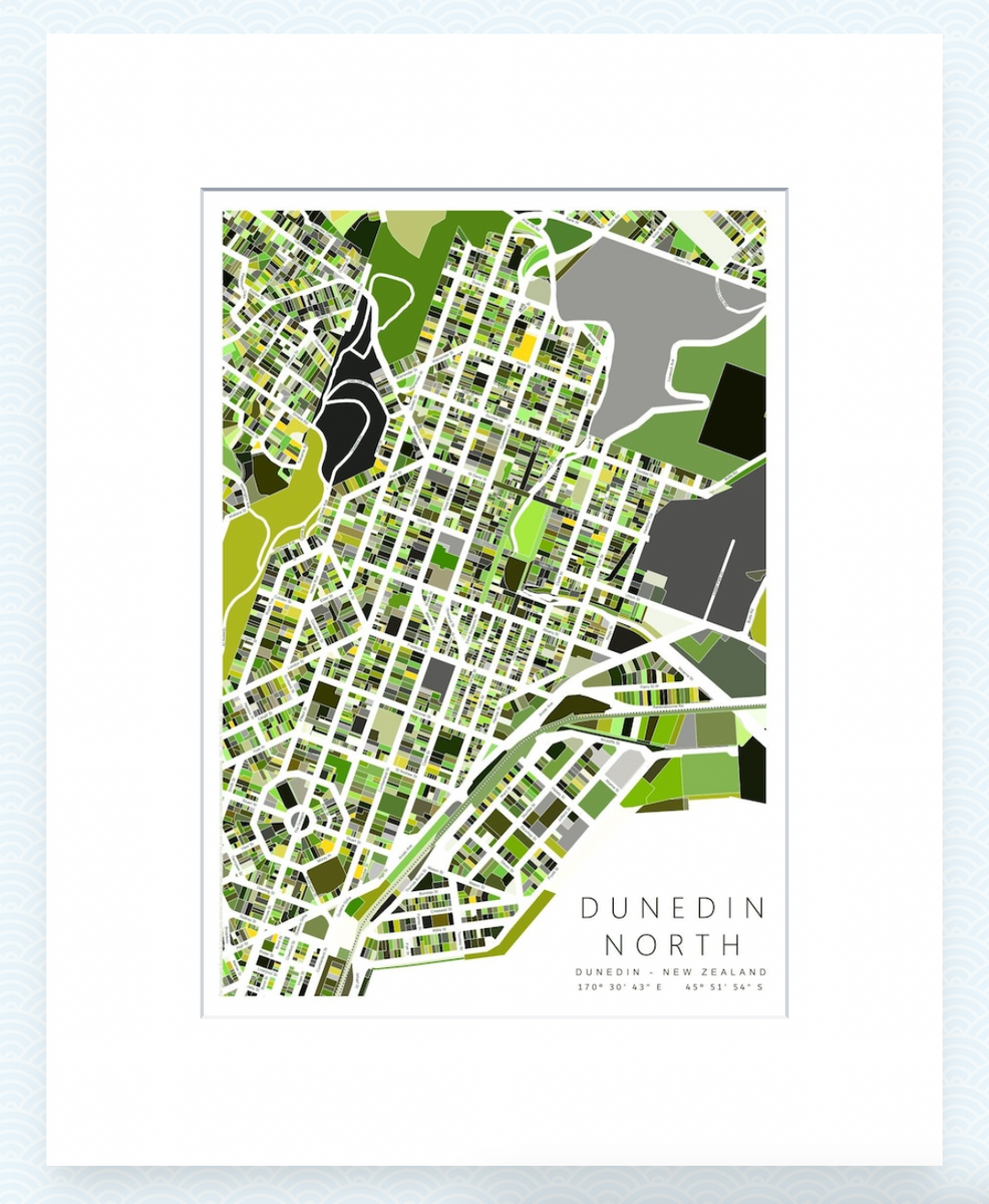 Dunedin North Map - Karyn McDonald - Art Print + Matting – Design ...